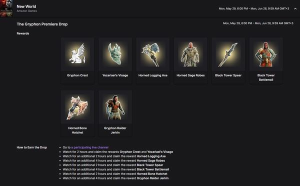 New World x The Gryphon Twitch Drops - New World Database